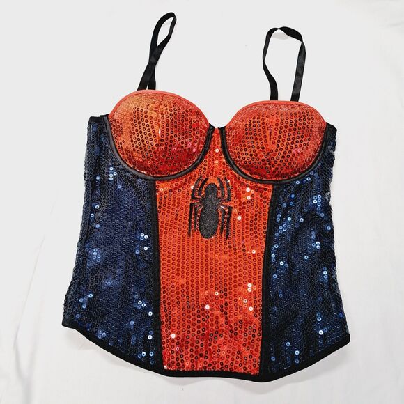 Marvel | Tops | Marvel Spiderman Red Blue Sequin Cosplay Corset Bustier ...